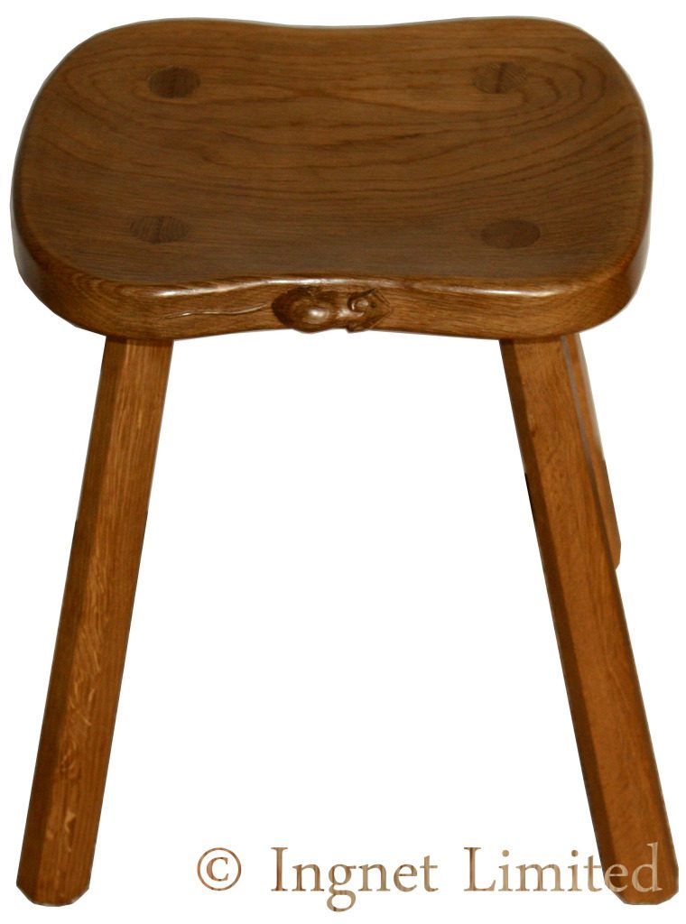 ROBERT MOUSEMAN THOMPSON FOUR LEGGED OAK STOOL – Ingnet