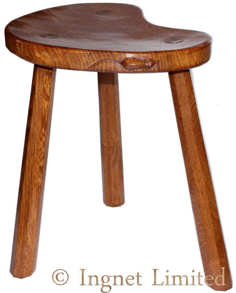 ROBERT MOUSEMAN THOMPSON ADZED OAK VINTAGE MILKING STOOL – Ingnet