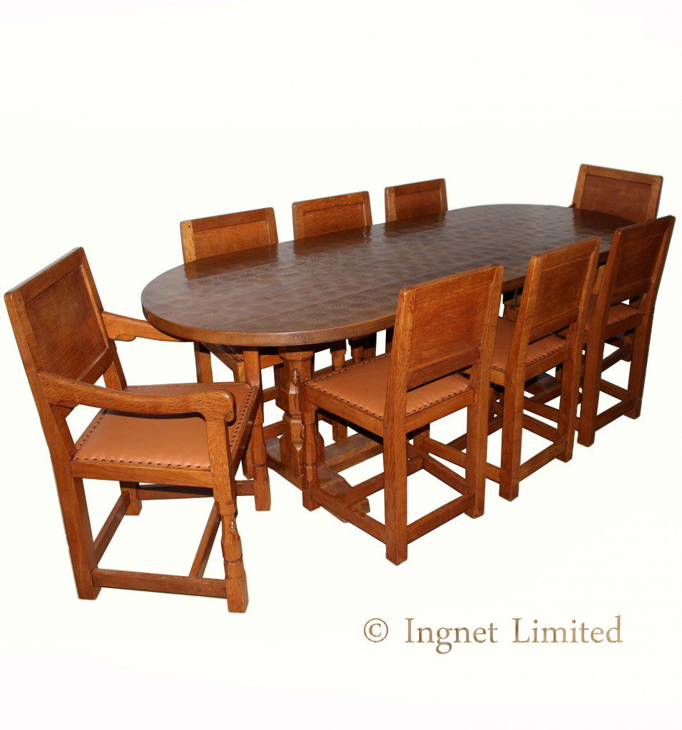 ROBERT MOUSEMAN THOMPSON 7FT OAK DINING SUITE WITH D END TABLE – Ingnet