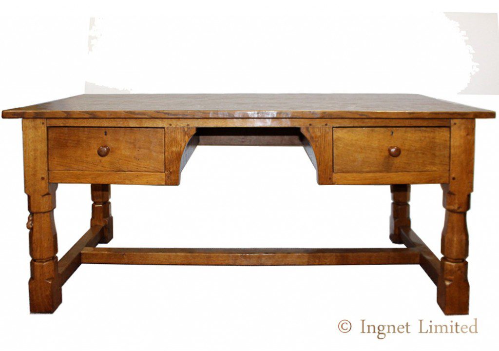ROBERT MOUSEMAN THOMPSON EARLY OAK LIBRARY TABLE FROM THE HORLICKS ...