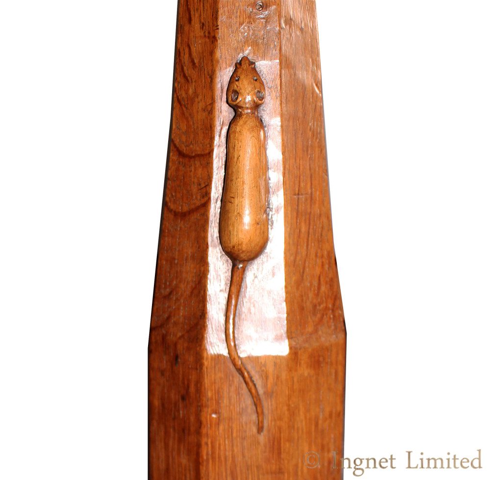 ROBERT MOUSEMAN THOMPSON RARE EARLY ADZED OAK EXTENDABLE DRAW LEAF ...