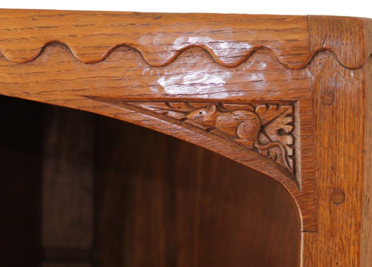 ROBERT MOUSEMAN THOMPSON RARE EARLY BURR OAK CORNER CUPBOARD – Ingnet