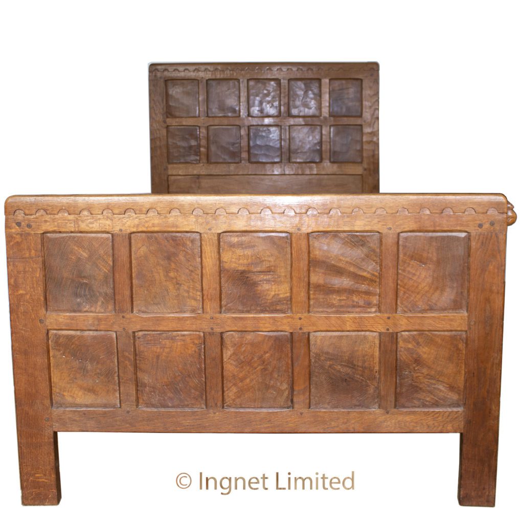 ROBERT MOUSEMAN THOMPSON EARLY LARGE SINGLE ADZED OAK BED - Ingnet