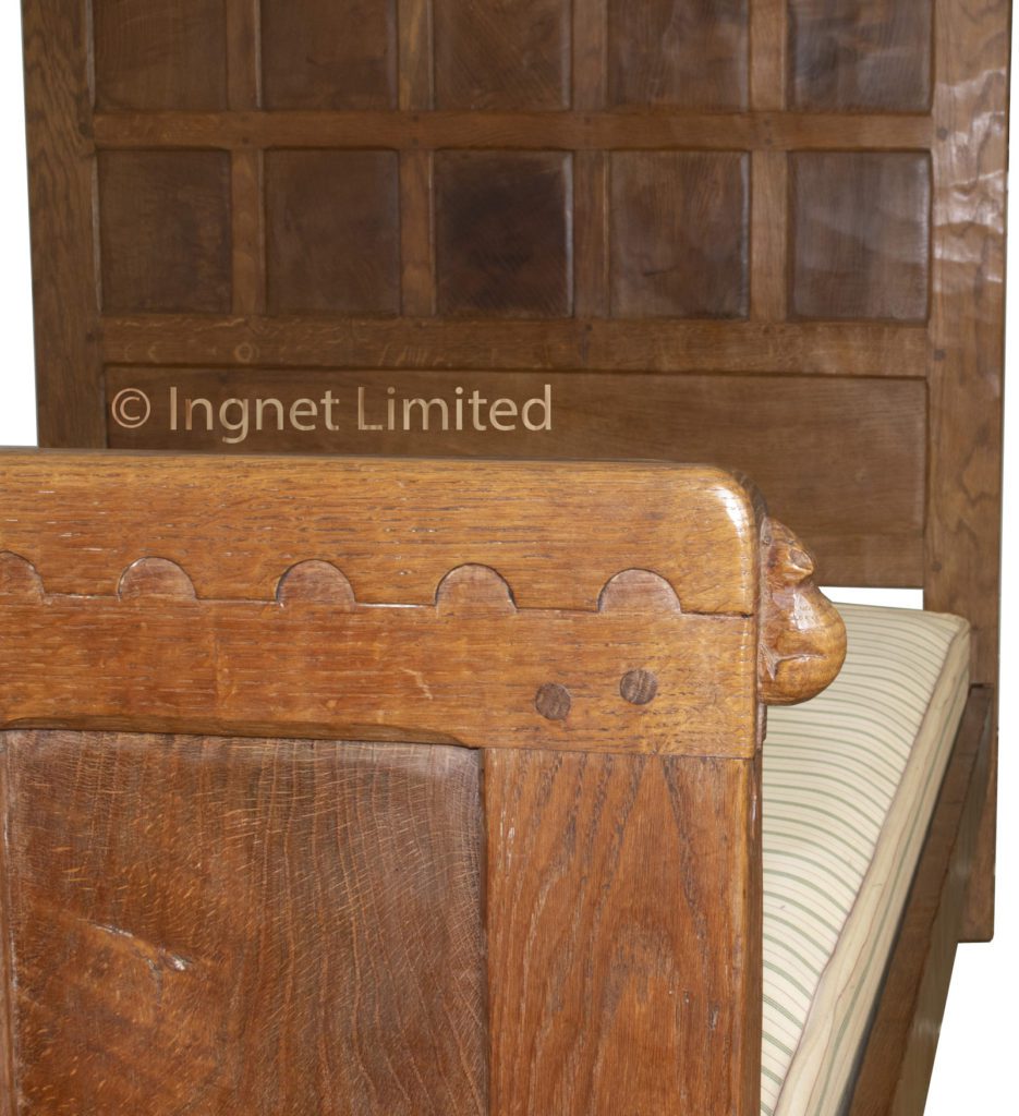 ROBERT MOUSEMAN THOMPSON EARLY LARGE SINGLE ADZED OAK BED - Ingnet