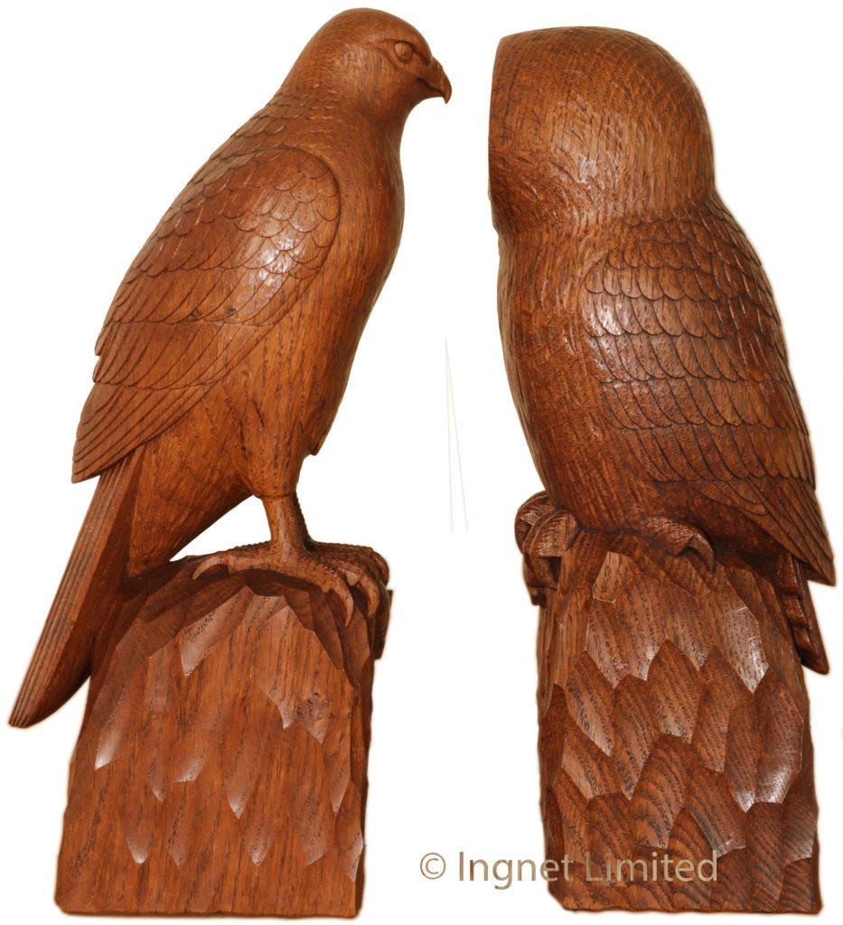 ROBERT MOUSEMAN THOMPSON SPARROW HAWK AND OWL OAK CARVINGS – Ingnet