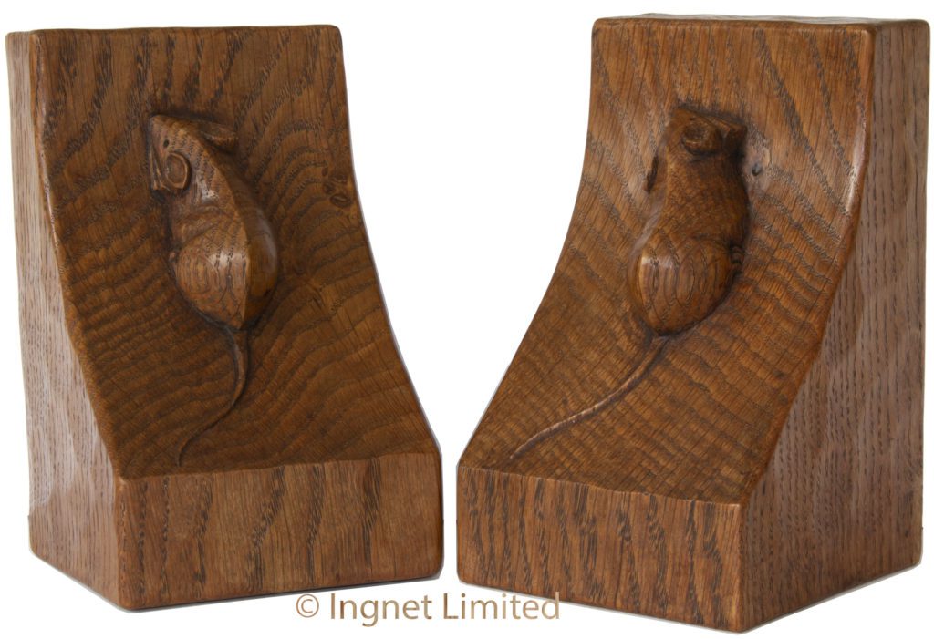 ROBERT MOUSEMAN THOMPSON VINTAGE OAK ADZED BOOKENDS – Ingnet