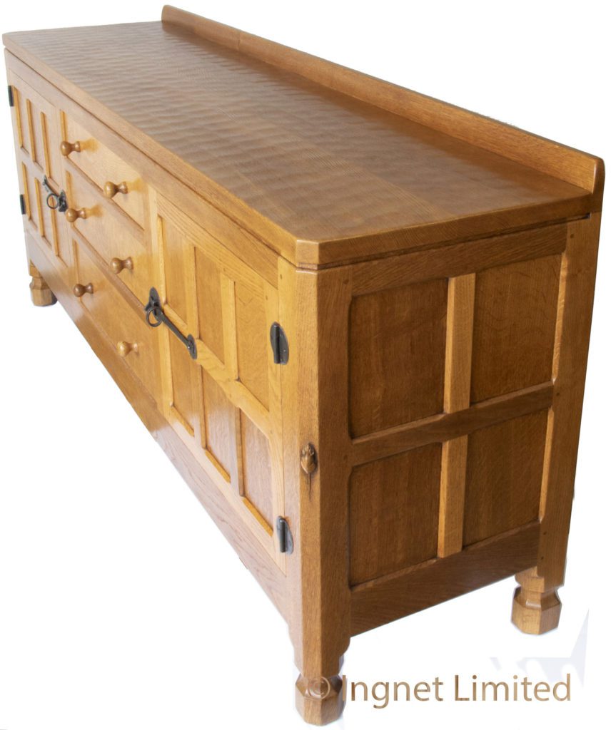 ROBERT MOUSEMAN THOMPSON 6FT ADZED OAK SIDEBOARD – Ingnet