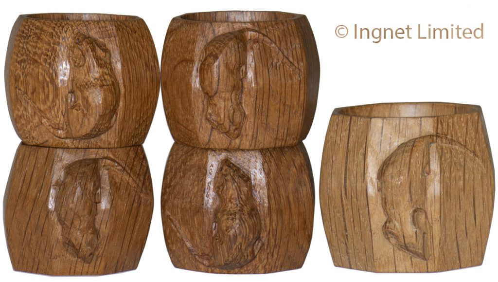 ROBERT MOUSEMAN THOMPSON SET OF FOUR CLASSIC OAK NAPKIN RINGS – Ingnet