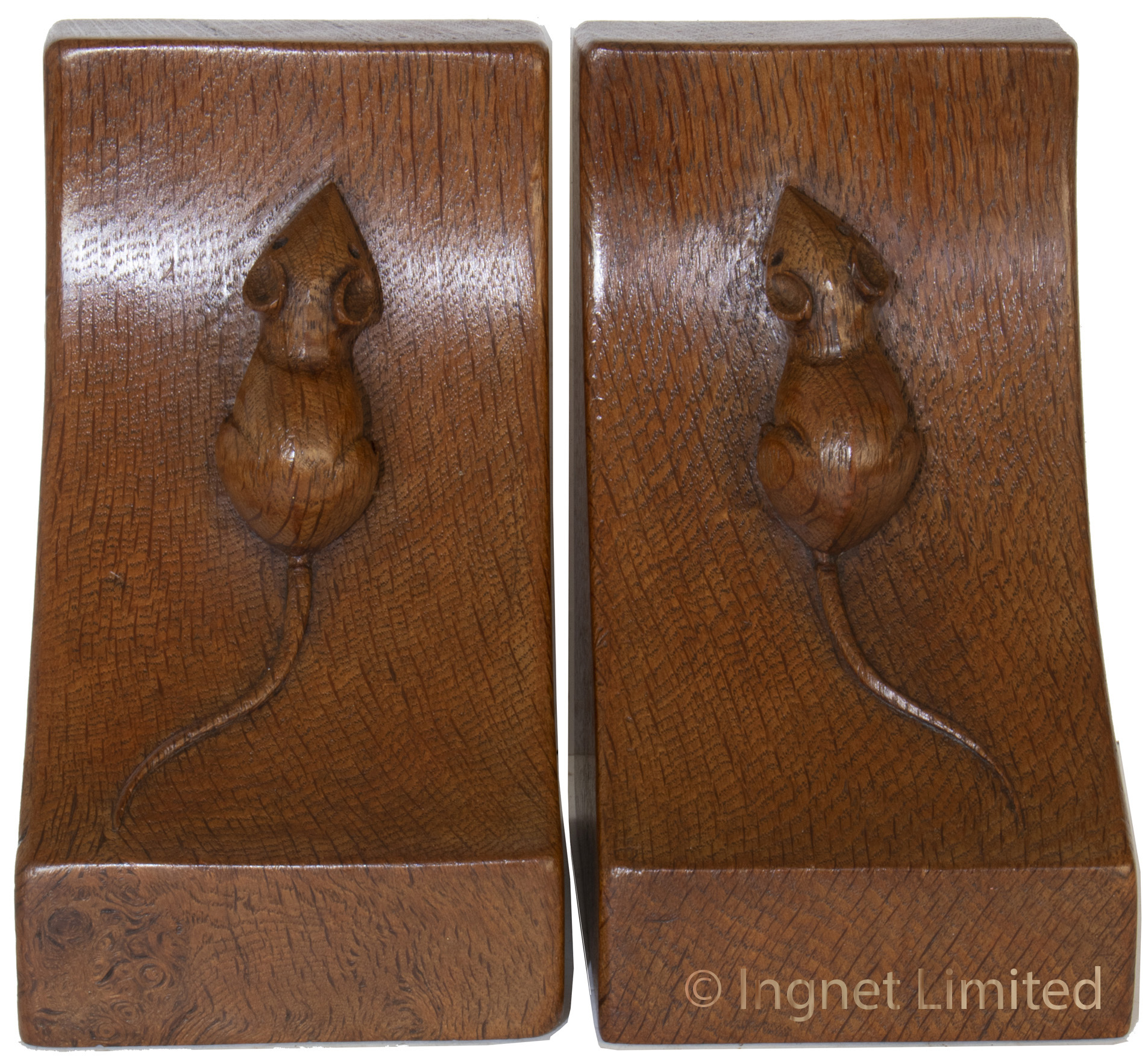 ROBERT MOUSEMAN THOMPSON PAIR OF VINTAGE OAK BOOKENDS – Ingnet