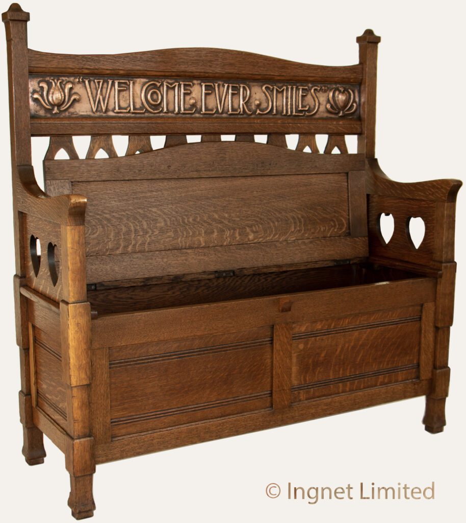 ARTS & CRAFTS OAK BENCH SETTLE BY SHAPLAND & PETTER – Ingnet