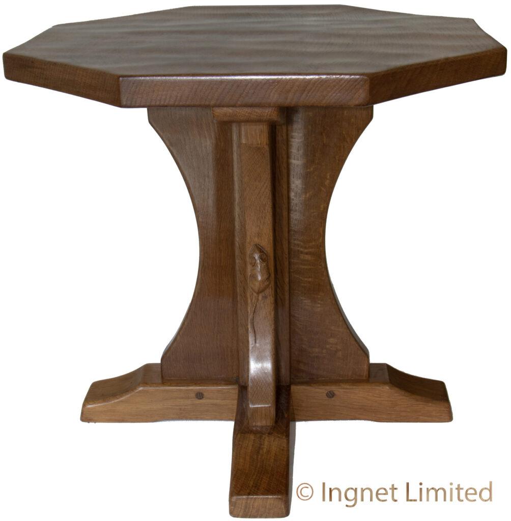 ROBERT MOUSEMAN THOMPSON OCTAGONAL VINTAGE ADZED OAK COFFEE TABLE – Ingnet