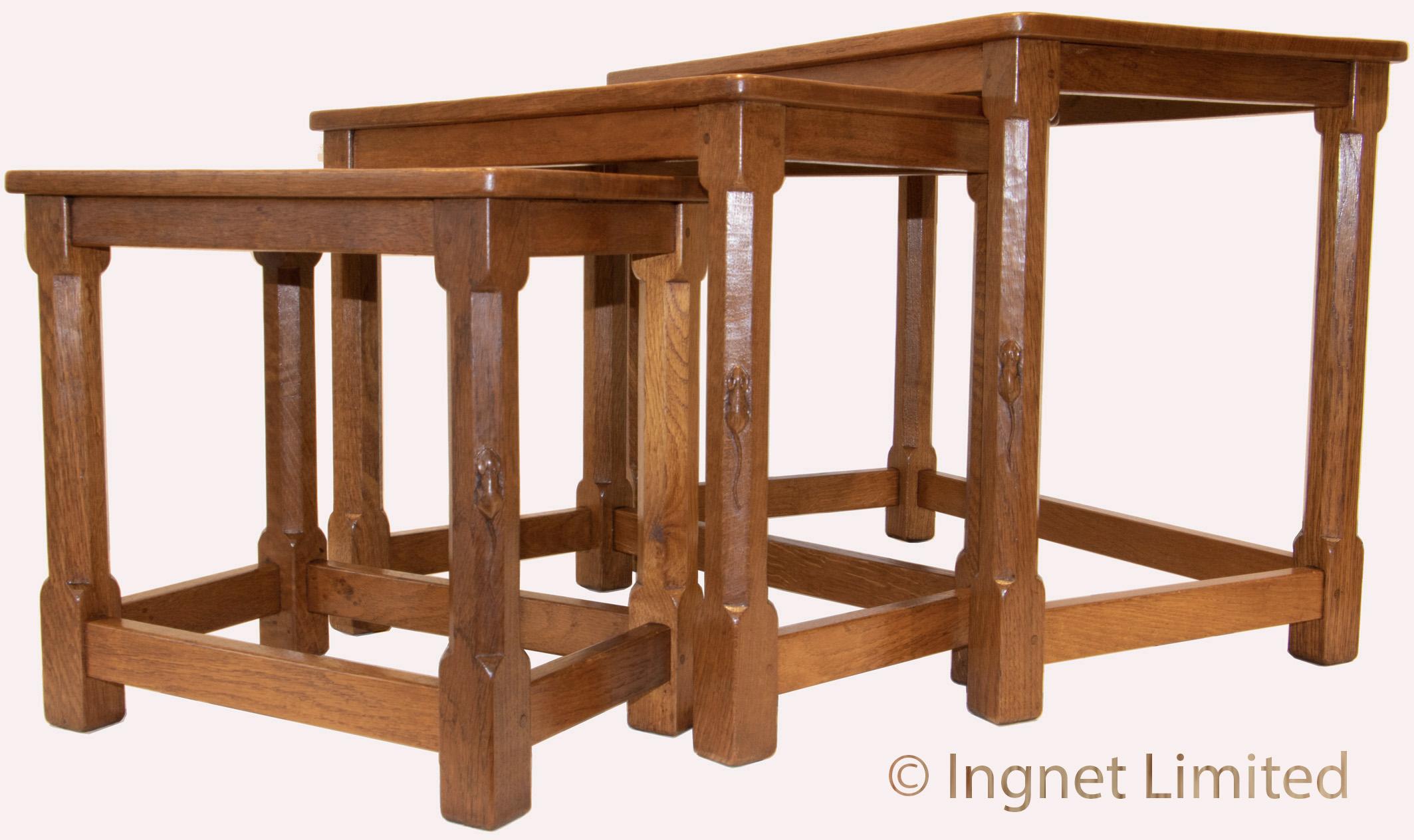 ROBERT MOUSEMAN THOMPSON NEST OF OAK ADZED TABLES – Ingnet