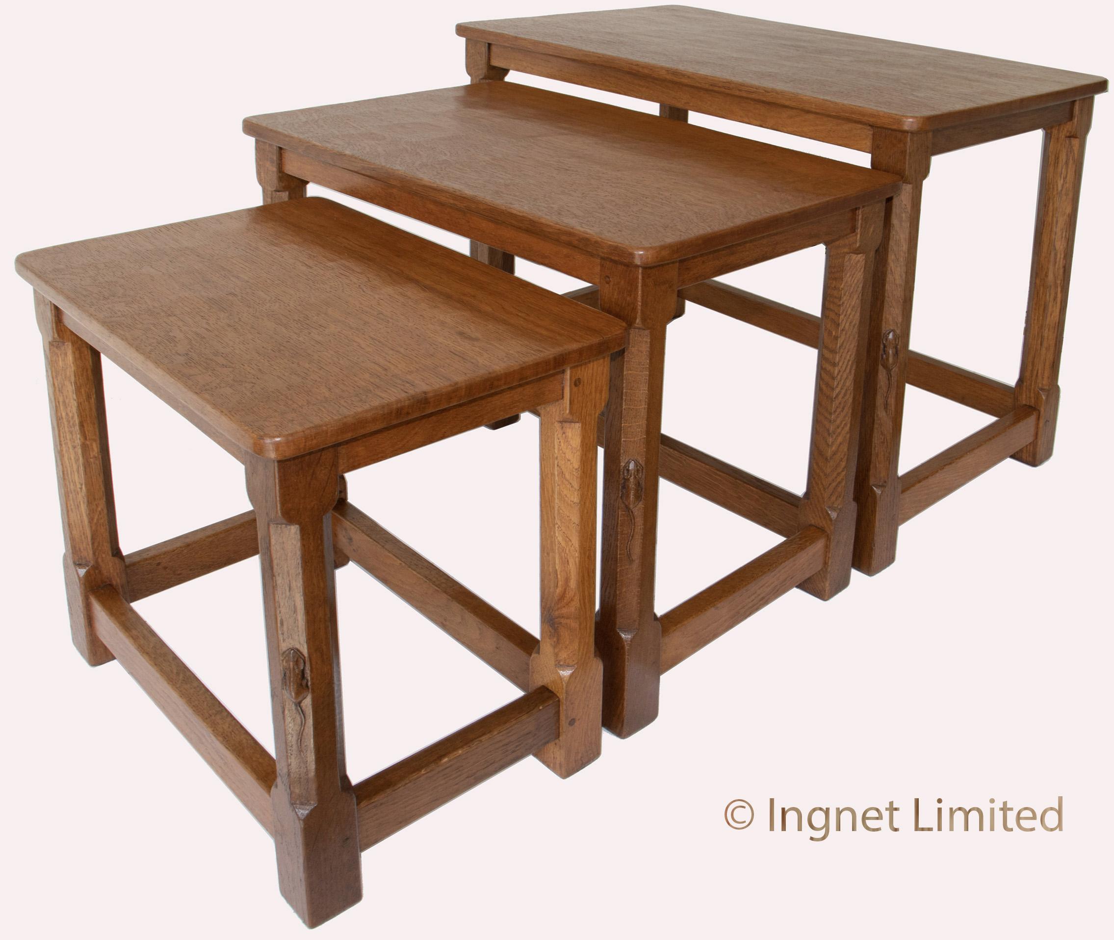 ROBERT MOUSEMAN THOMPSON NEST OF OAK ADZED TABLES – Ingnet