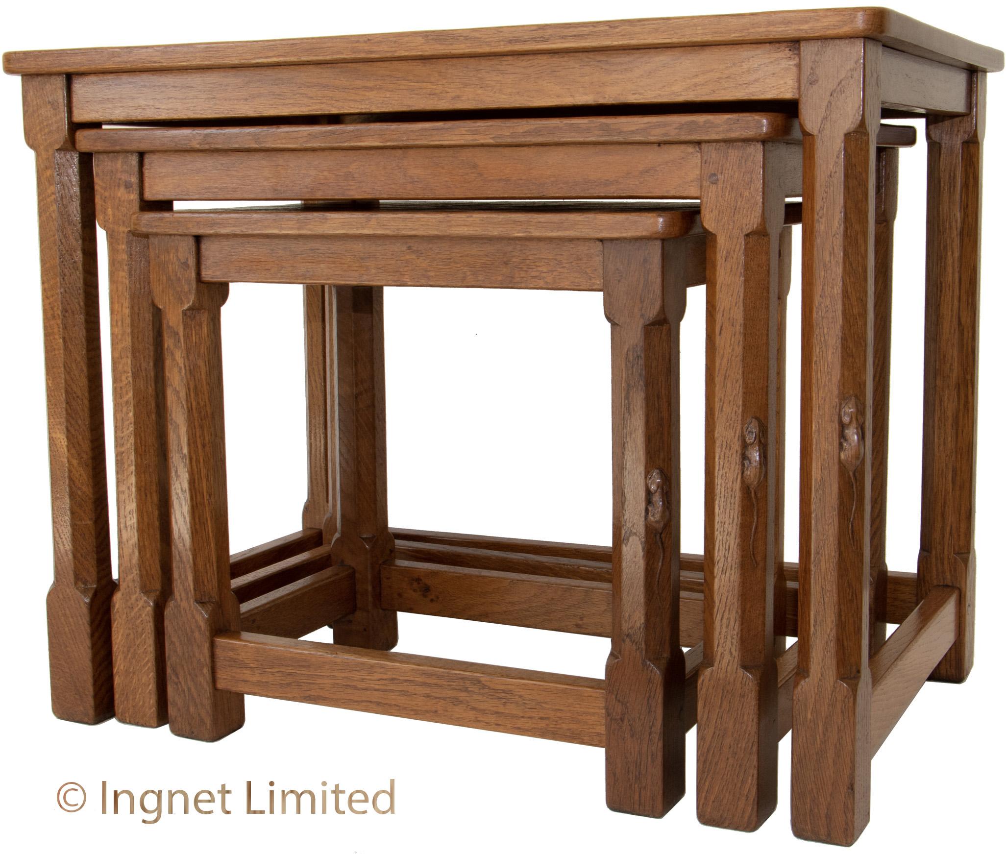 ROBERT MOUSEMAN THOMPSON NEST OF OAK ADZED TABLES – Ingnet