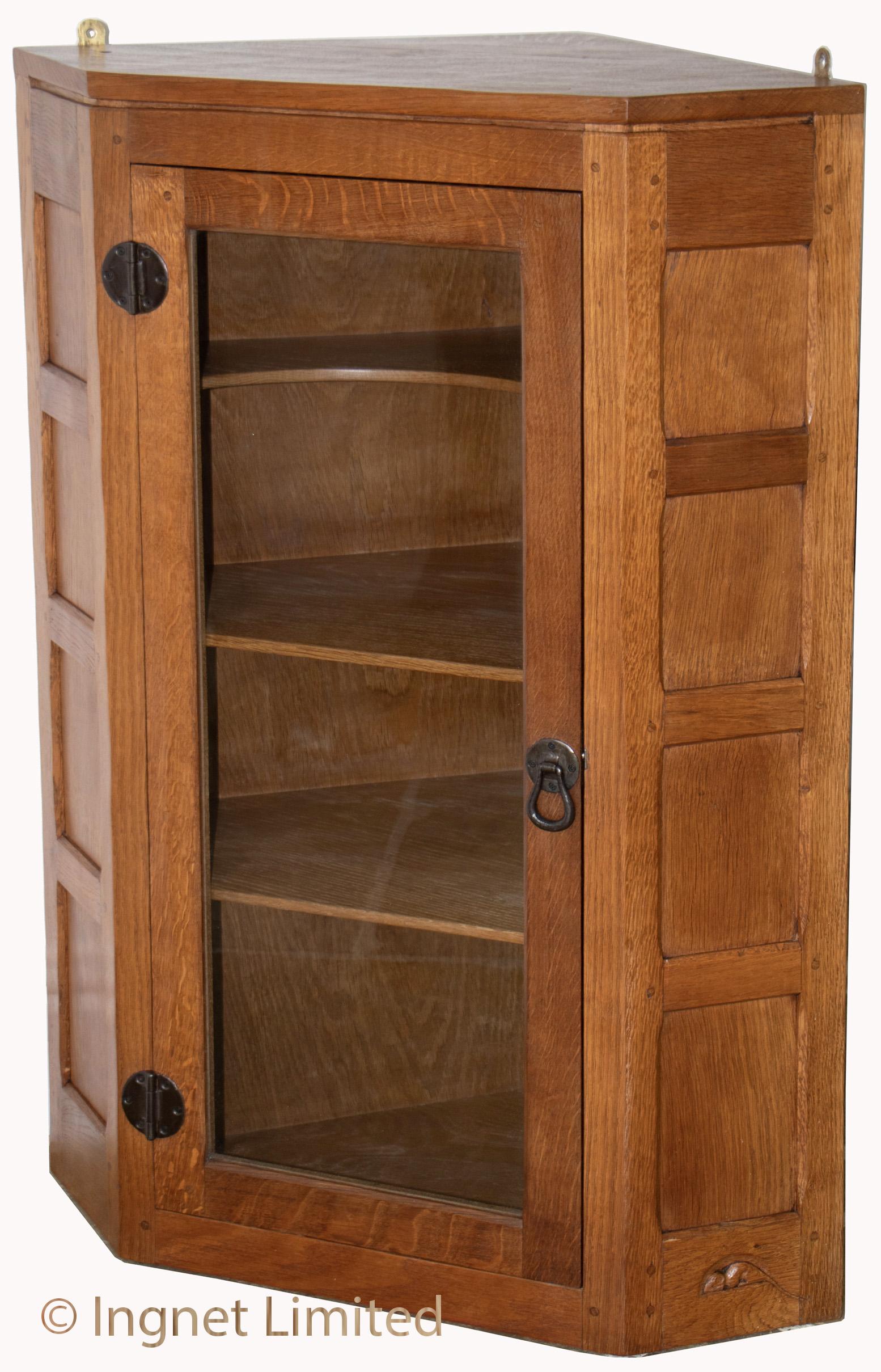 ROBERT MOUSEMAN THOMPSON VINTAGE ADZED CORNER CUPBOARD – Ingnet