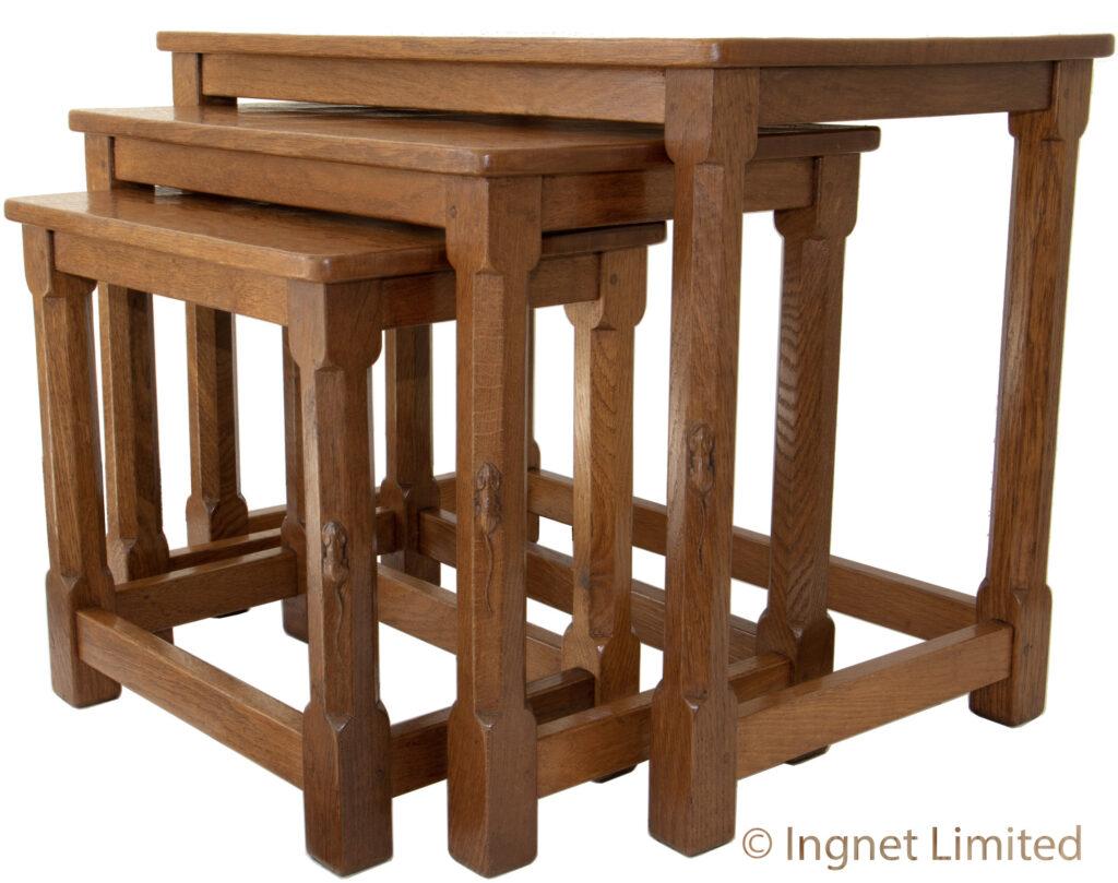 ROBERT MOUSEMAN THOMPSON NEST OF OAK ADZED TABLES – Ingnet