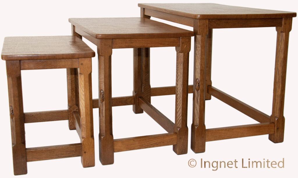 ROBERT MOUSEMAN THOMPSON NEST OF OAK ADZED TABLES – Ingnet