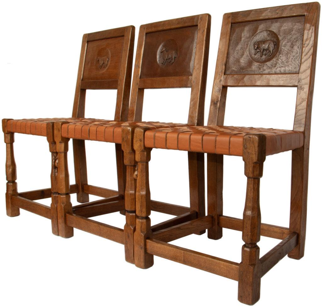 ROBERT MOUSEMAN THOMPSON RARE EARLY CARVED OAK CHAIR – Ingnet