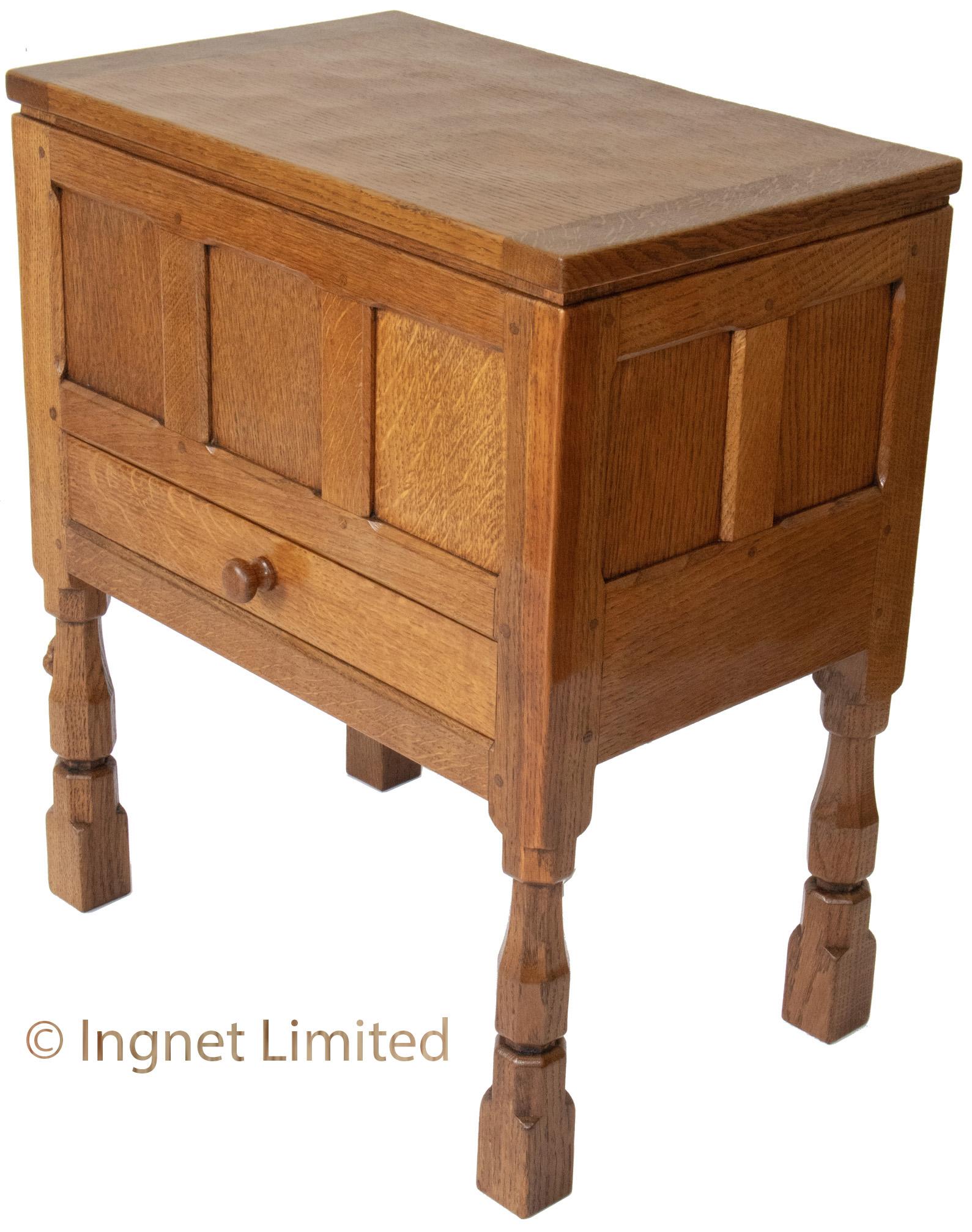 ROBERT MOUSEMAN THOMPSON VINTAGE OAK ADZED SEWING BOX – Ingnet