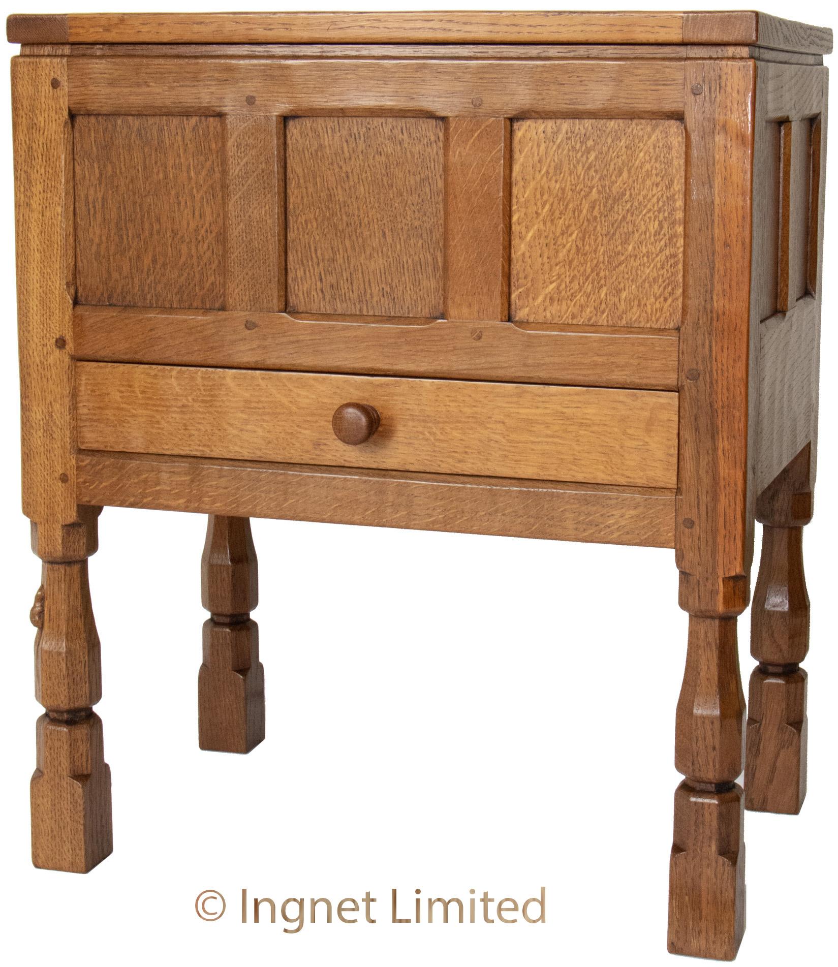 ROBERT MOUSEMAN THOMPSON VINTAGE OAK ADZED SEWING BOX – Ingnet