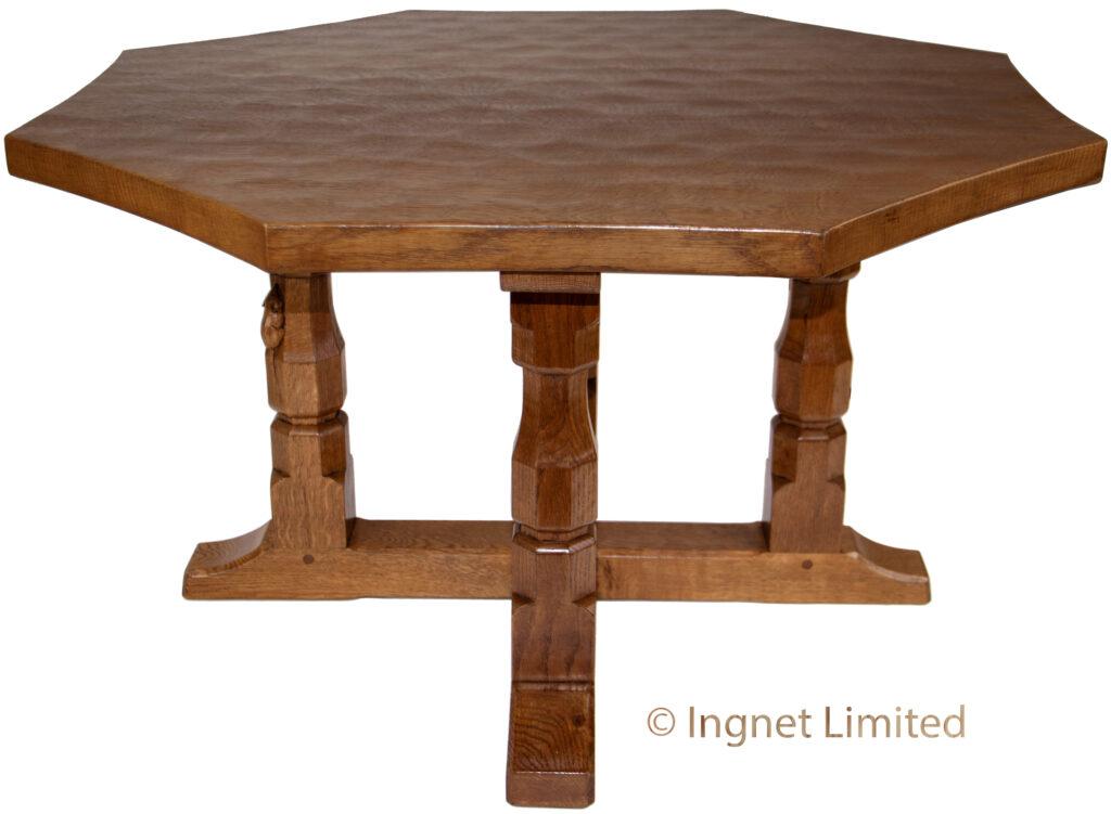 ROBERT MOUSEMAN THOMPSON LARGE ADZED OAK OCTAGONAL COFFEE TABLE – Ingnet
