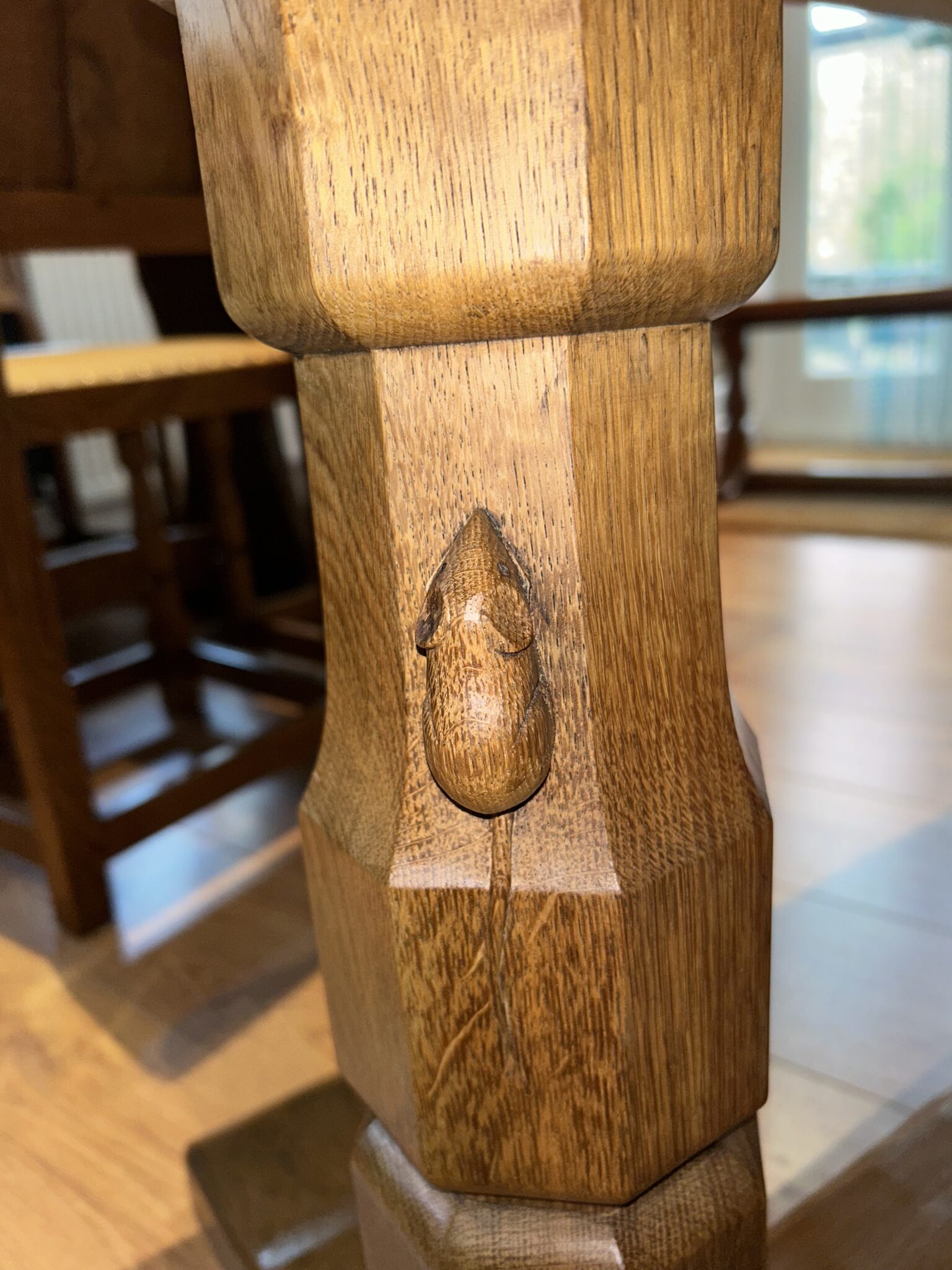 ROBERT MOUSEMAN THOMPSON 7FT ADZED OAK DINING TABLE – Ingnet