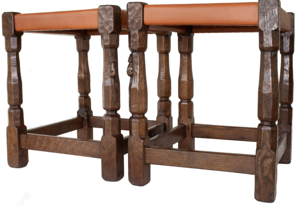 A PAIR OF ROBERT MOUSEMAN THOMPSON EARLY STOOLS – Ingnet
