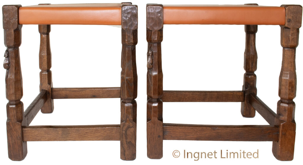 A PAIR OF ROBERT MOUSEMAN THOMPSON EARLY STOOLS – Ingnet