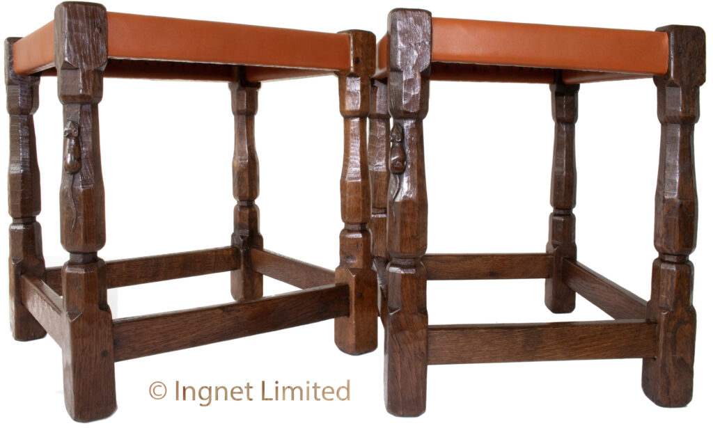 A PAIR OF ROBERT MOUSEMAN THOMPSON EARLY STOOLS – Ingnet