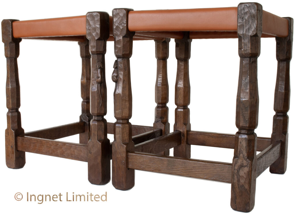 A PAIR OF ROBERT MOUSEMAN THOMPSON EARLY STOOLS – Ingnet