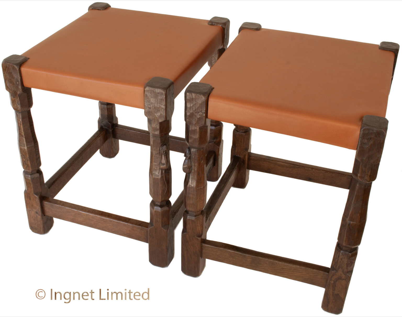 A PAIR OF ROBERT MOUSEMAN THOMPSON EARLY STOOLS – Ingnet