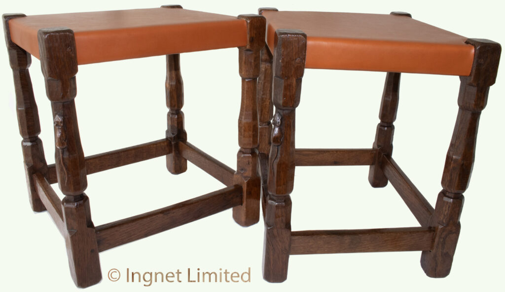 A PAIR OF ROBERT MOUSEMAN THOMPSON EARLY STOOLS – Ingnet