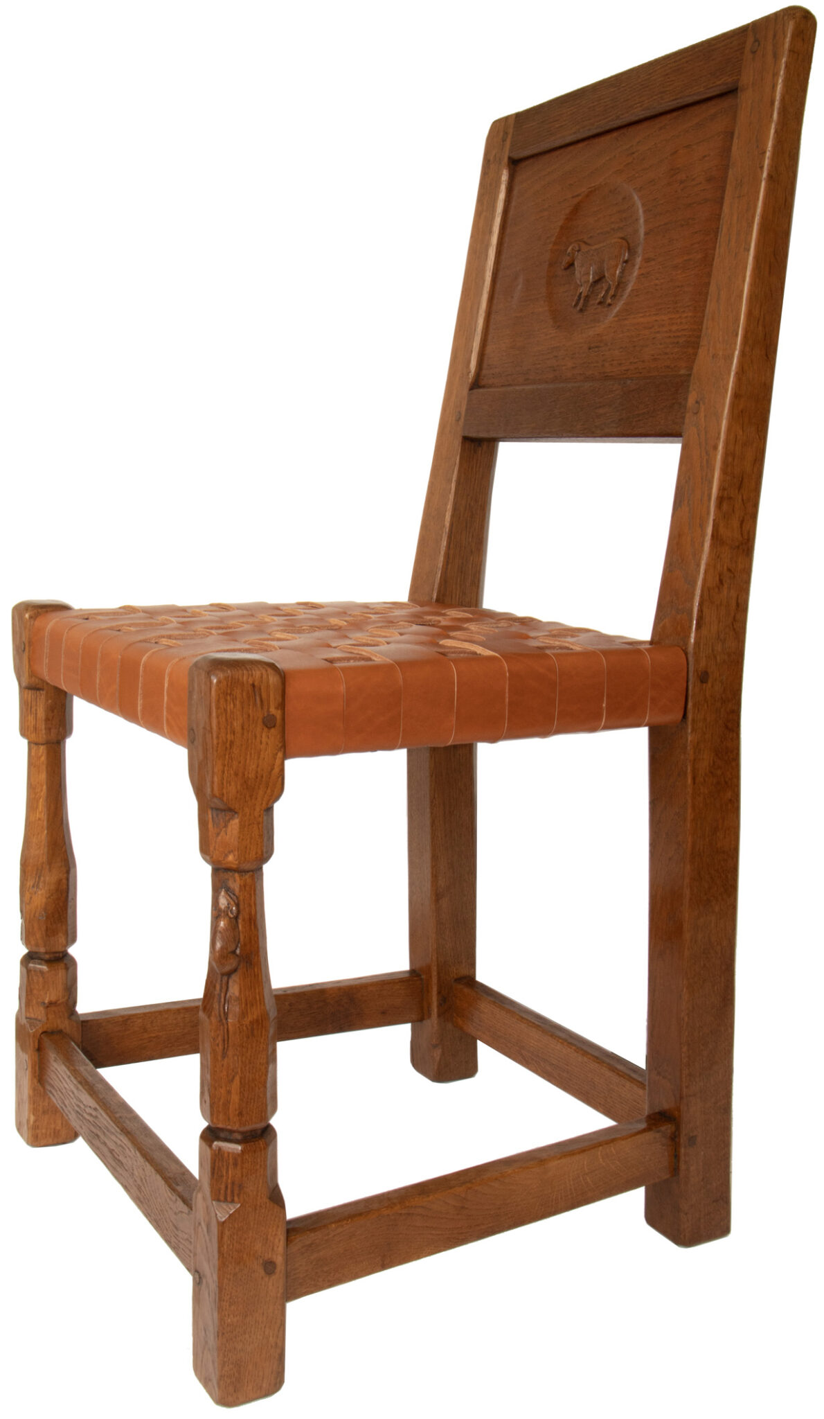 ROBERT MOUSEMAN THOMPSON RARE EARLY CARVED OAK CHAIR – Ingnet