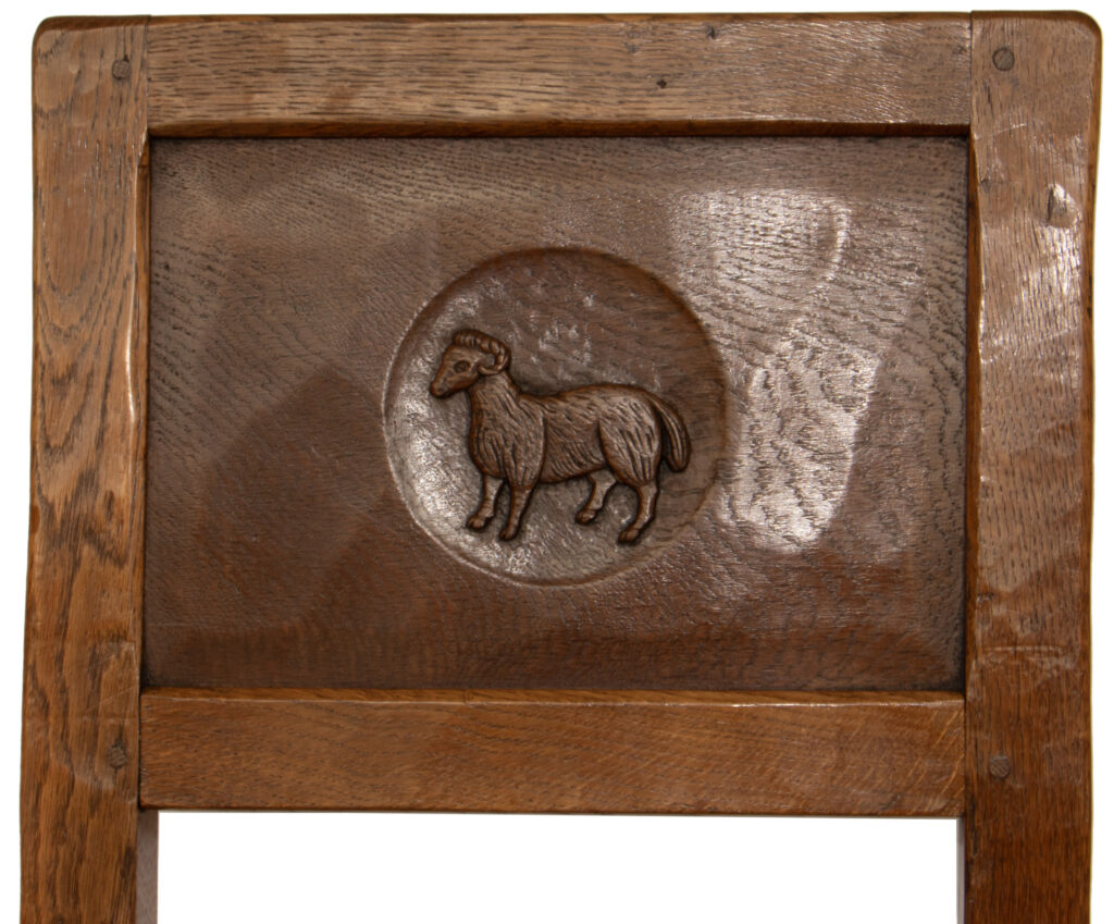 ROBERT MOUSEMAN THOMPSON RARE EARLY CARVED OAK CHAIR – Ingnet