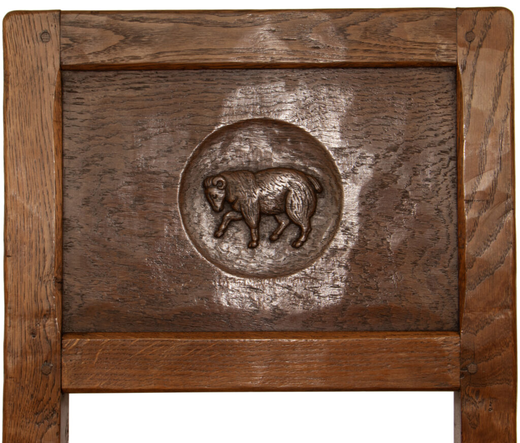 ROBERT MOUSEMAN THOMPSON RARE EARLY CARVED OAK CHAIR – Ingnet