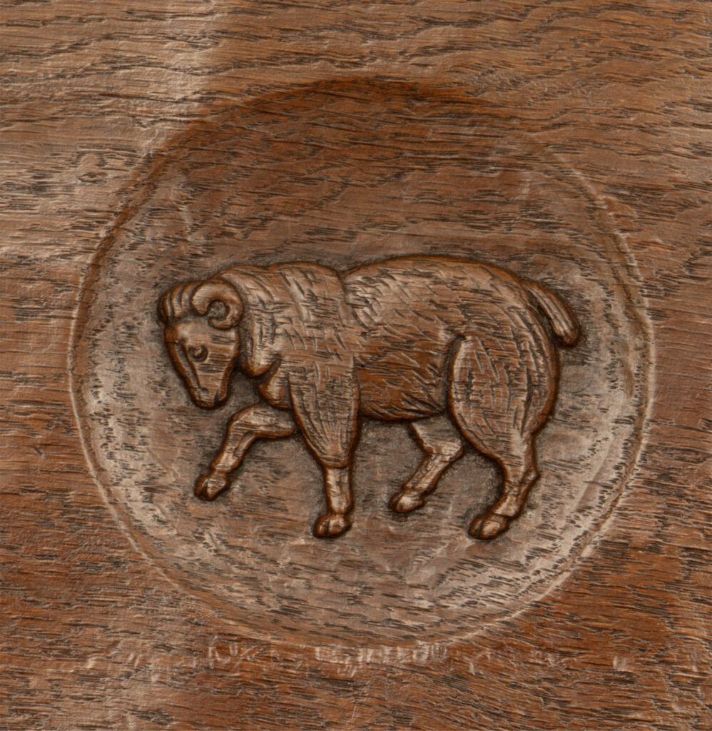 ROBERT MOUSEMAN THOMPSON RARE EARLY CARVED OAK CHAIR – Ingnet