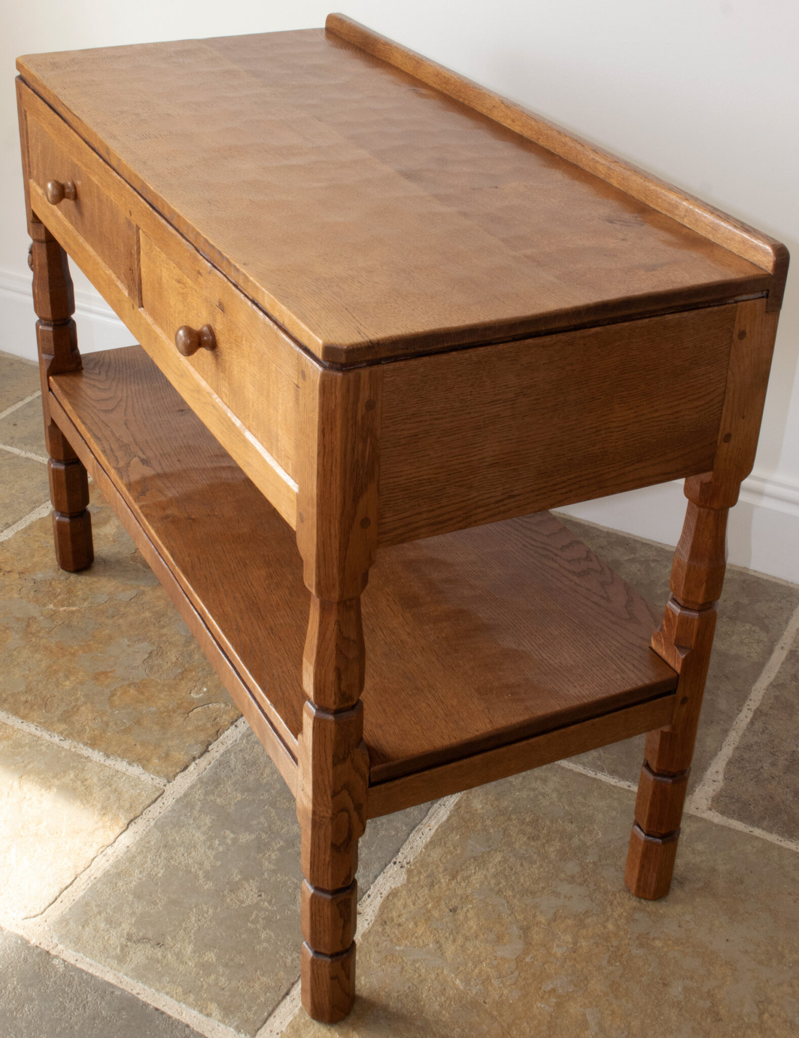 ROBERT MOUSEMAN THOMPSON FULLY ADZED 2 DRAWER HALL TABLE – Ingnet